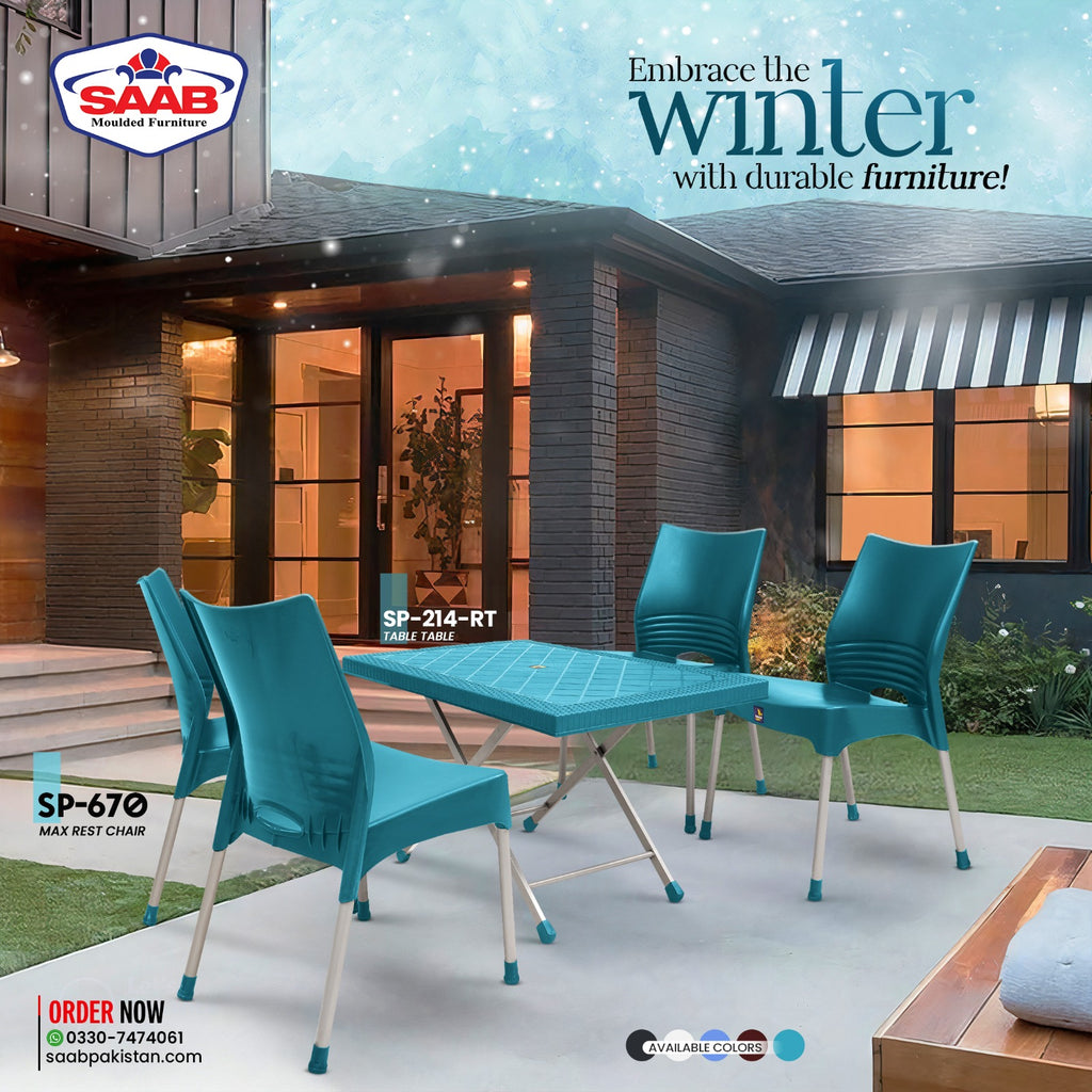 SET OF MAX REST ARMLESS CHAIRS WITH RATTAN TOP TABLE – Saab Pakistan